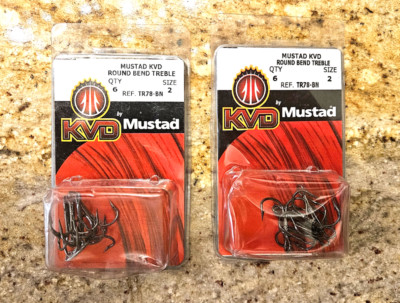 KVD Treble Hooks Mustad - Size 2- Round bend Treble - Qty 12 - LOT | eBay