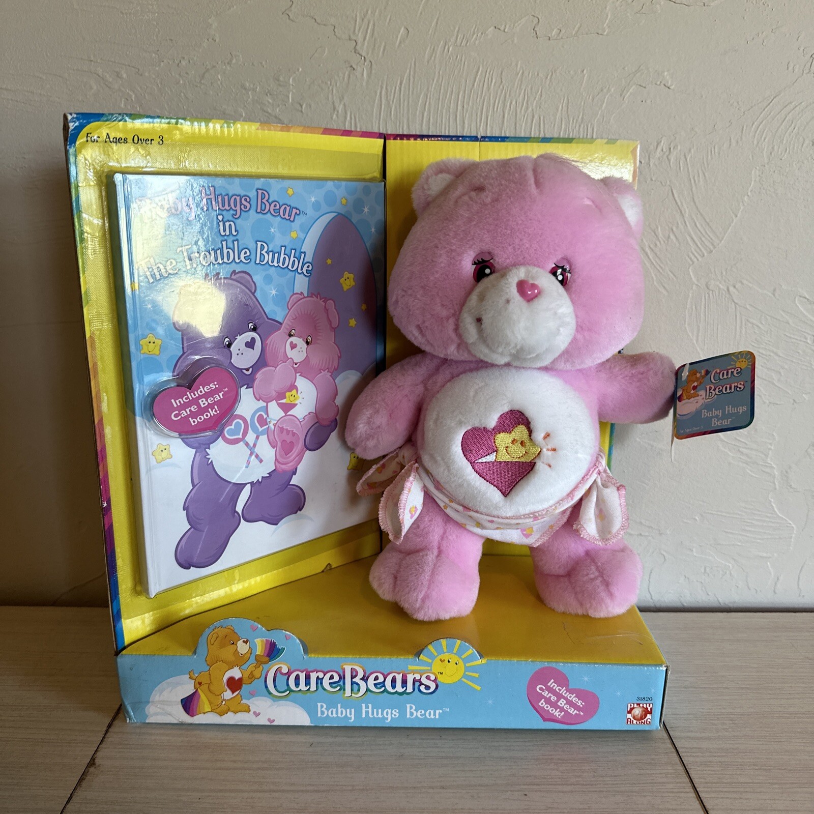 Care Bears Baby Hugs Bear Pink Heart Star Diaper 10" Plush Stuffed ...