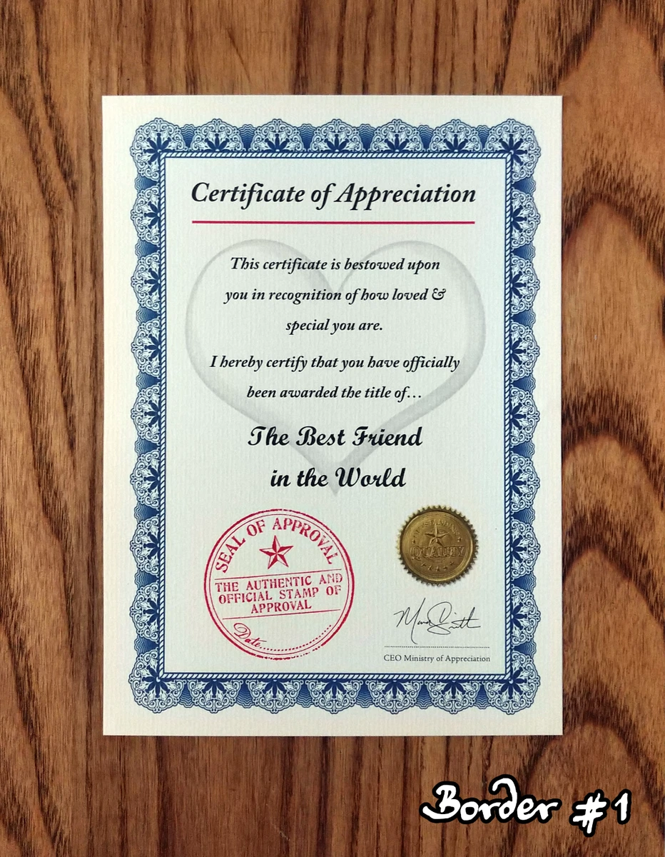 Best Friend Certificate