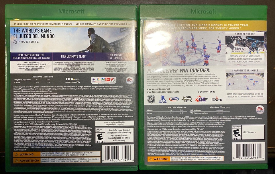 NHL 16 And FIFA 18 X Box One Video Games With Cases 14633734034 | eBay
