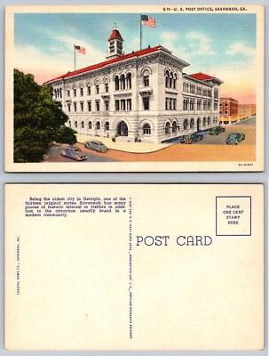 US Post Office Savannah Georgia GA Historic Building Postcard | eBay