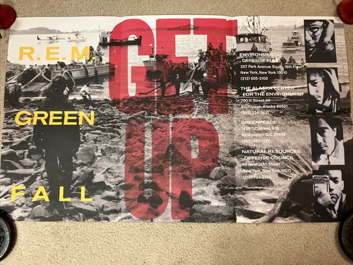 R.E.M. GREEN Get Up Fall Tour 34.5x21" Promo Poster 1989 RARE OOP ...