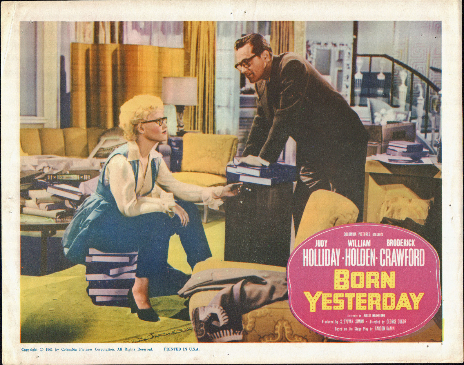 BORN YESTERDAY orig lobby card WILLIAM HOLDEN/JUDY HOLLIDAY 11x14 movie ...