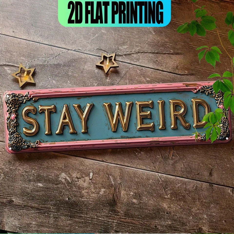 Stay Weird Street Sign Retro Funny Wall Decor Metal Tin Signs Fall ...