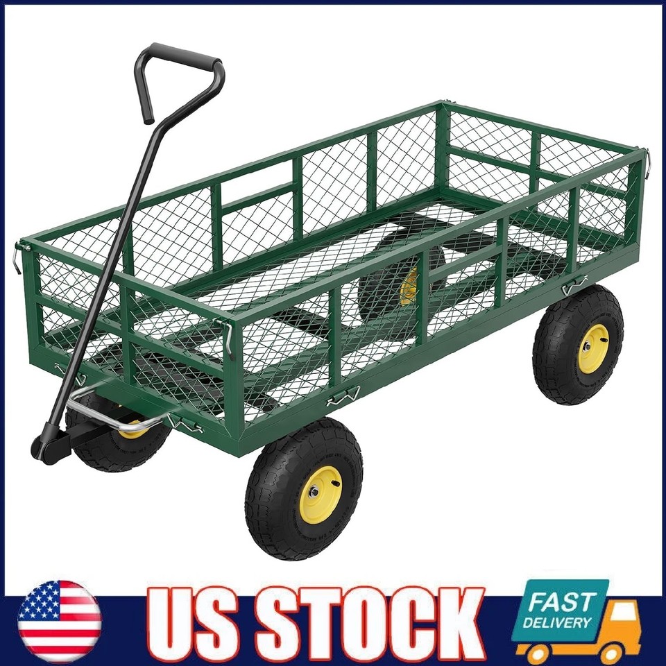 900Lbs Garden Dump Cart, Yard Cart Lawn Utility Farm Heavy Duty Steel ...