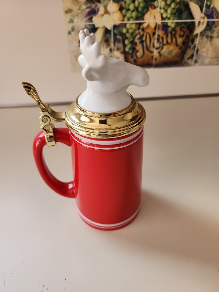 Moose Stag Head Threshold 9" Red Beer Stein with Gold Color Lid 2015 | eBay