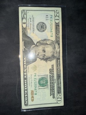 2017 $20 DOLLAR BILL FANCY SERIAL NUMBER BROKEN LADDER ALL 8 DIGITS 0-7 ...
