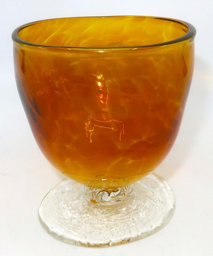 Wauhatchie Glassworks Prentice Hicks Hand-Blown Yellow Goblet Glass 4 3 ...