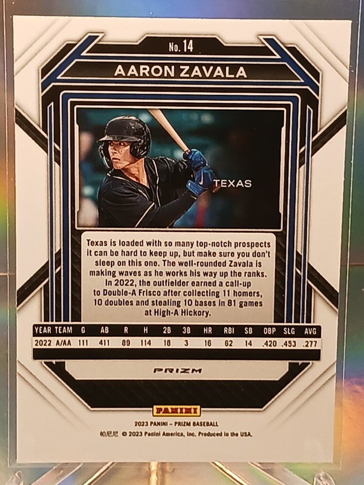 Aaron Zavala 2023 Panini Prizm Pink Cracked Ice Prizm No.14 Texas ...