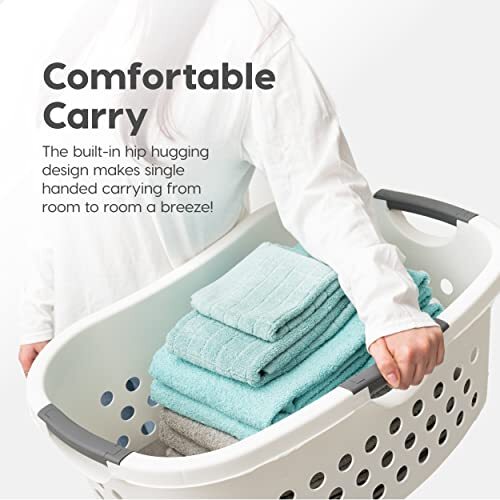 Iris Usa 48l Plastic Hip Hold Laundry Basket Hamper Organizer With Builtin Comfo | eBay
