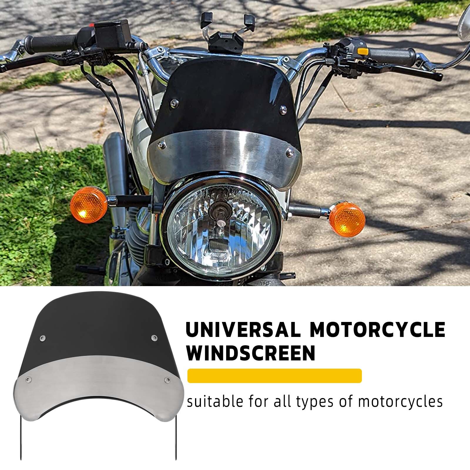 Universal Motorcycle 5-7" Front Headlight Windshield Windscreen Screen ...