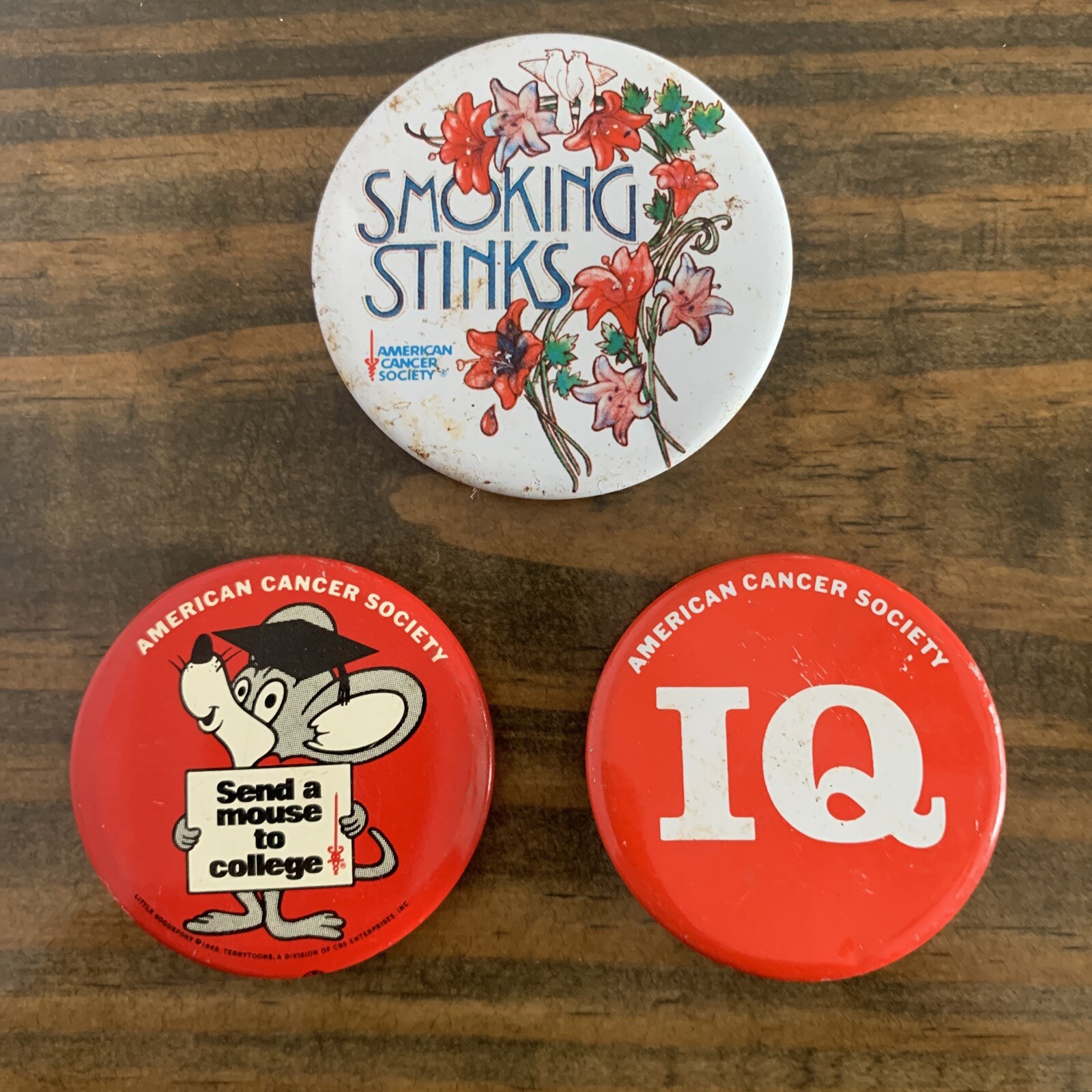 Vintage American Cancer Society Lot Of 3 Pinbacks Button Pin Smoking ...