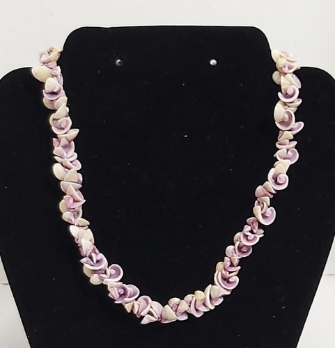 Vintage Bohemian Purple & White Puki? Shell Necklace Choker 16” Barrel ...