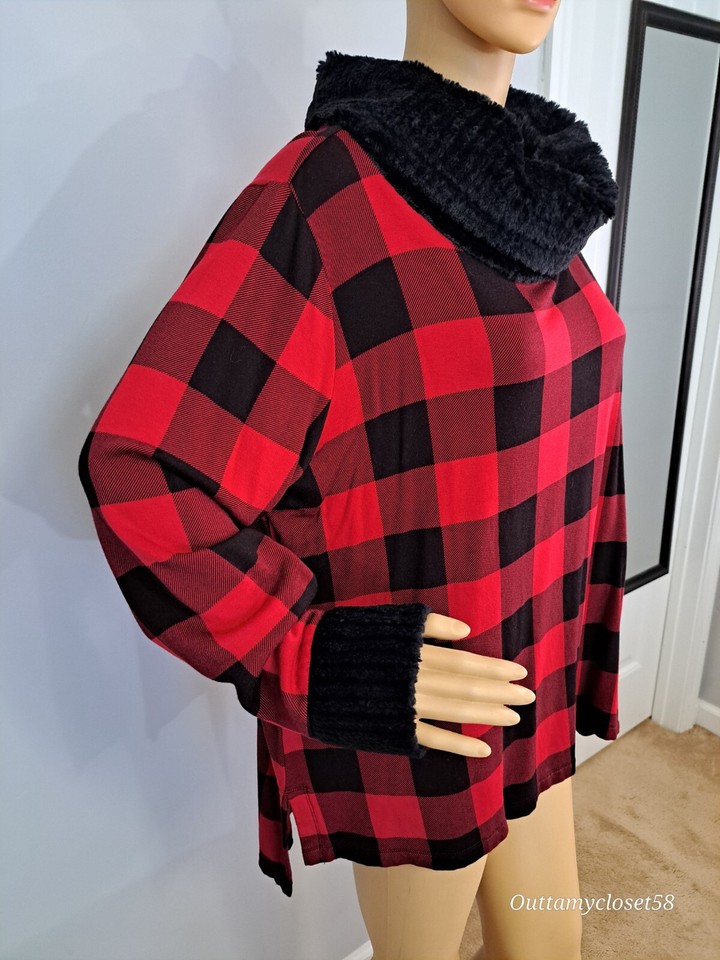 Buffalo Plaid Fleece Pull-over Top. Cato, XL. Long Sleeves. Sissy Fem ...