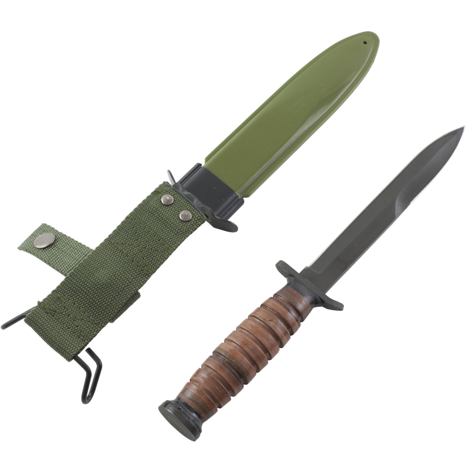 WWII World War II Replica M3 Trench Knife Fixed Blade Leather Wrapped ...