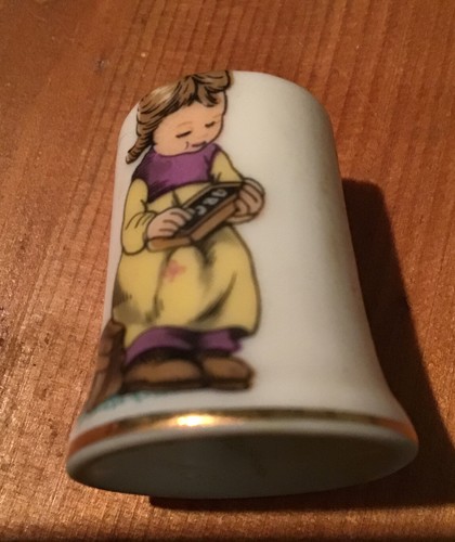 Vintage Porcelain Thimble, Child Learning ABCs Scene | eBay