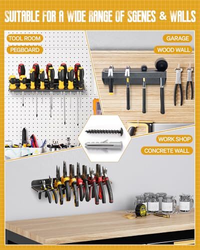 3 Pcs Wall Mount Steel Hand Tool Storage Rack for Screwdriver Pliers ...