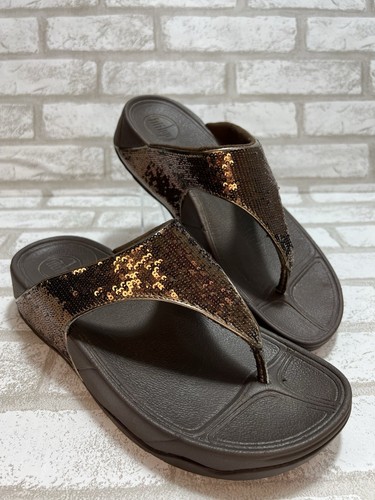 Fit Flop 034-012 Electra Classic Bronze Brown Sequins Thong Sandals ...