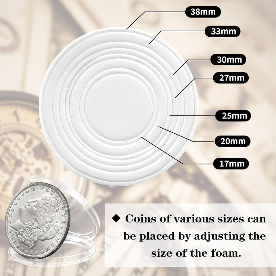 63PCS Silver Dollar Coin Holder, Clear Coin Capsules, Coin Holders for ...