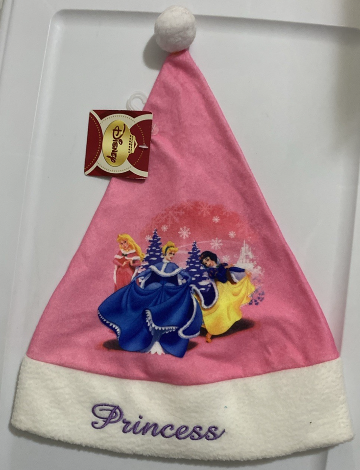 Disney Princesses Santa Hat One Size Pink Aurora Cinderella Snow White ...