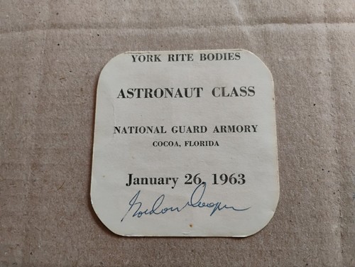 Mercury 7 Astronaut Gordon Cooper Signed Masonic Card Cocoa Beach ...