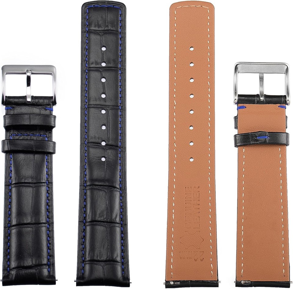 EACHE Leather Watch Straps Alligator Grain Quick Release Leather Watch ...
