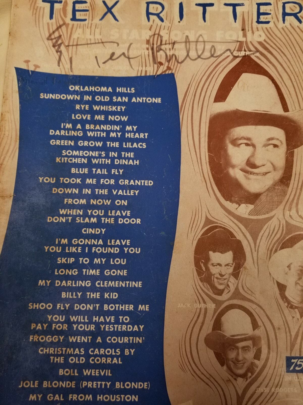 Tex Ritter All Star Song Folio 1947 Songbook and Autograph | eBay