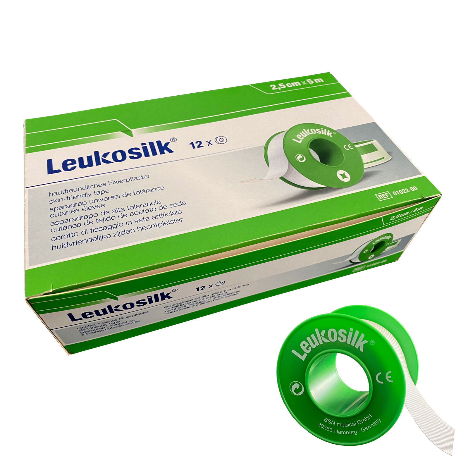 Leukosilk Fixierpflaster Rollenpflaster 2,5cm x 5m sensitiv ...