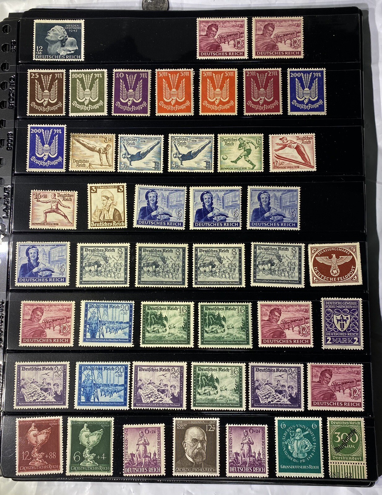 GERMANY WW2 STAMP LOT, THIRD REICH WWII Flugpost, Olympic FIELDPOST Mix ...