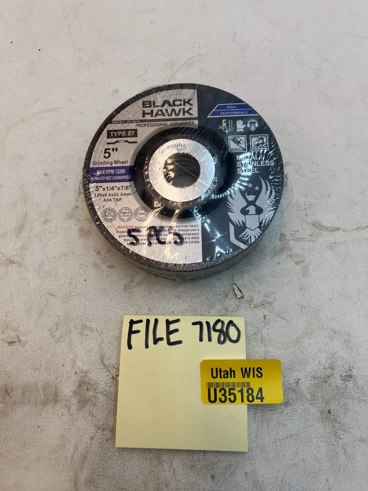 (PACK OF 5) BLACK HAWK 5" x 1/4" x 7/8" Cutting Disc RPM 12200 ...