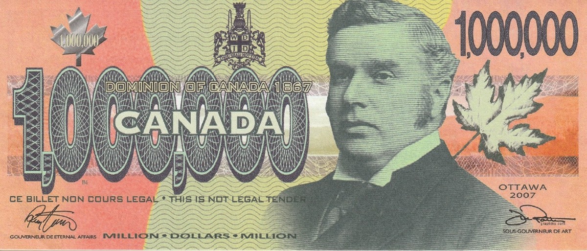 Canadian Money 1000000 Dollar Bill