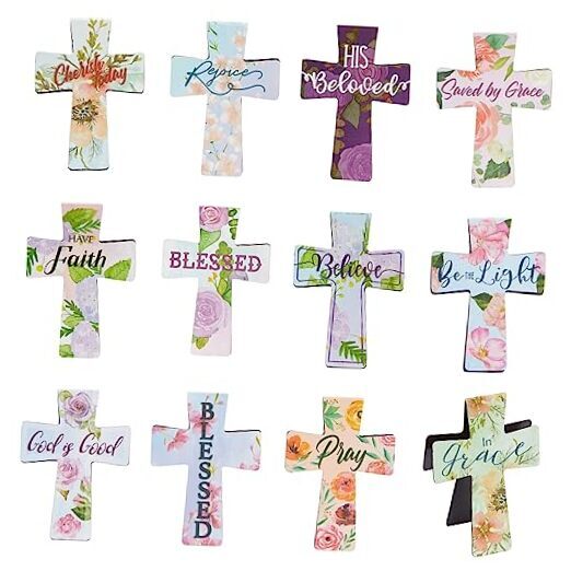 24 Pack of Christian Magnetic Bookmarks, Floral Cross Bookmarks ...