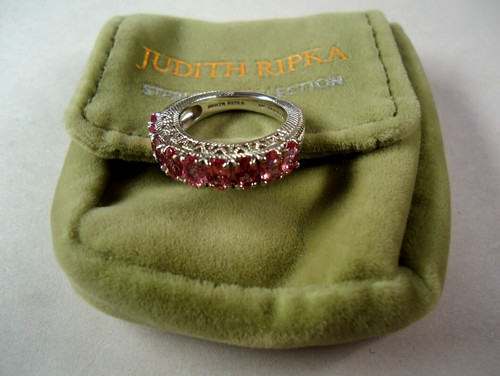 Vintage Sterling Silver Judith Ripka Ring w 9 Pink Ov… - Gem