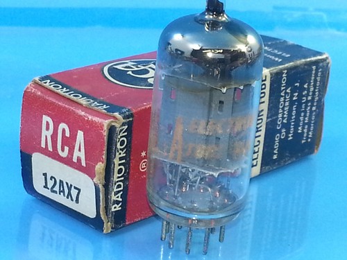 RCA 12AX7 ECC83 TUBE SINGLE LONG BLK PLT 1950 NOS NIB AUDIO TST LOW ...