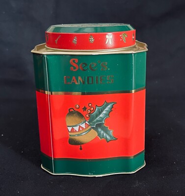 Vintage See's Candies CHRISTMAS TIN 5x4x4 | eBay