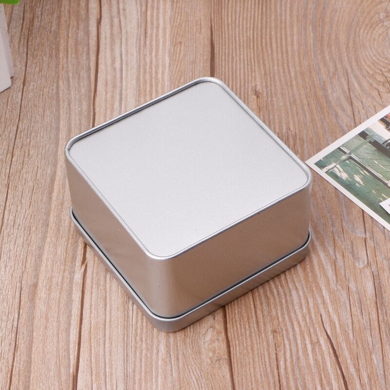 9x9cm Small Metal Tin Silver Storage Box for Case For Money Coin Candy ...