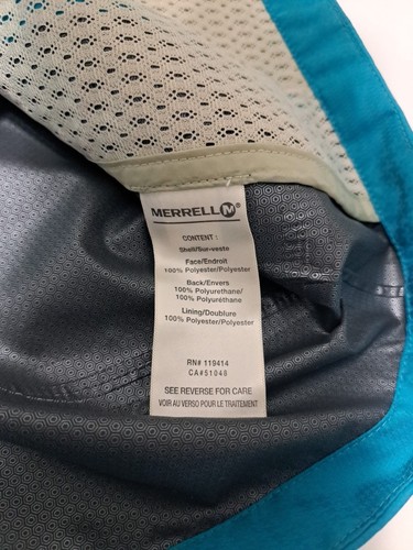 Merrell Rain Jacket Womens Blue Full Zip Opti Shell Waterproof Hooded ...