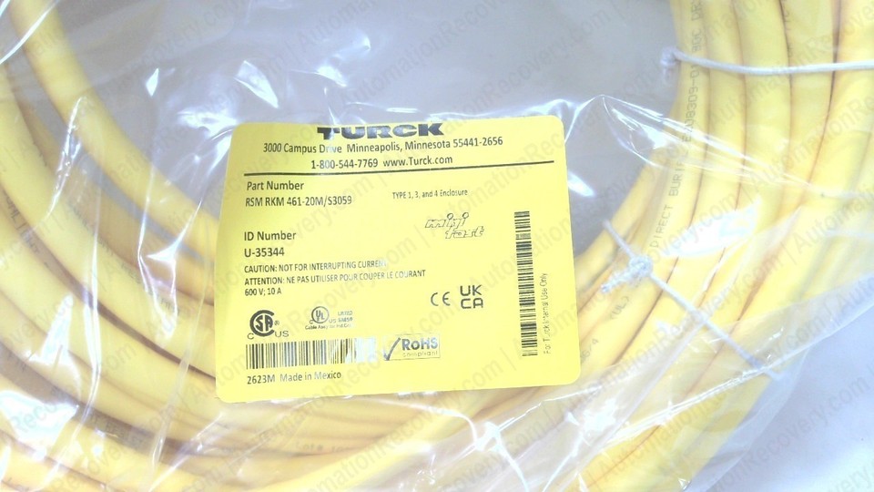 TURCK RSM RKM 461-20M/S3059, ACTUATOR & SENSOR CORDSET, U-35344, NEW ...