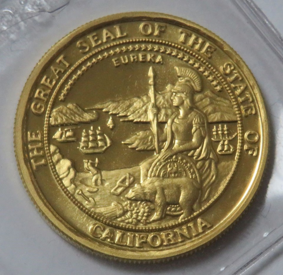 1999 GOLD CALIFORNIA GRIZZLY BEAR 1oz SEALED 999.9 PURE 24K GOLD COIN ...