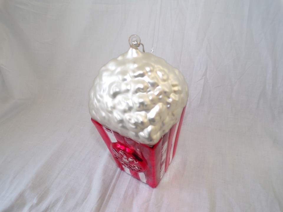 Dept 56 Large Popcorn Ornament 8" x 3" Glass Handblown Movie Theme ...