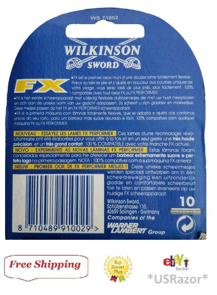 10 Wilkinson FX Razor Blade Cartridge Refill Fit Schick Performer ...