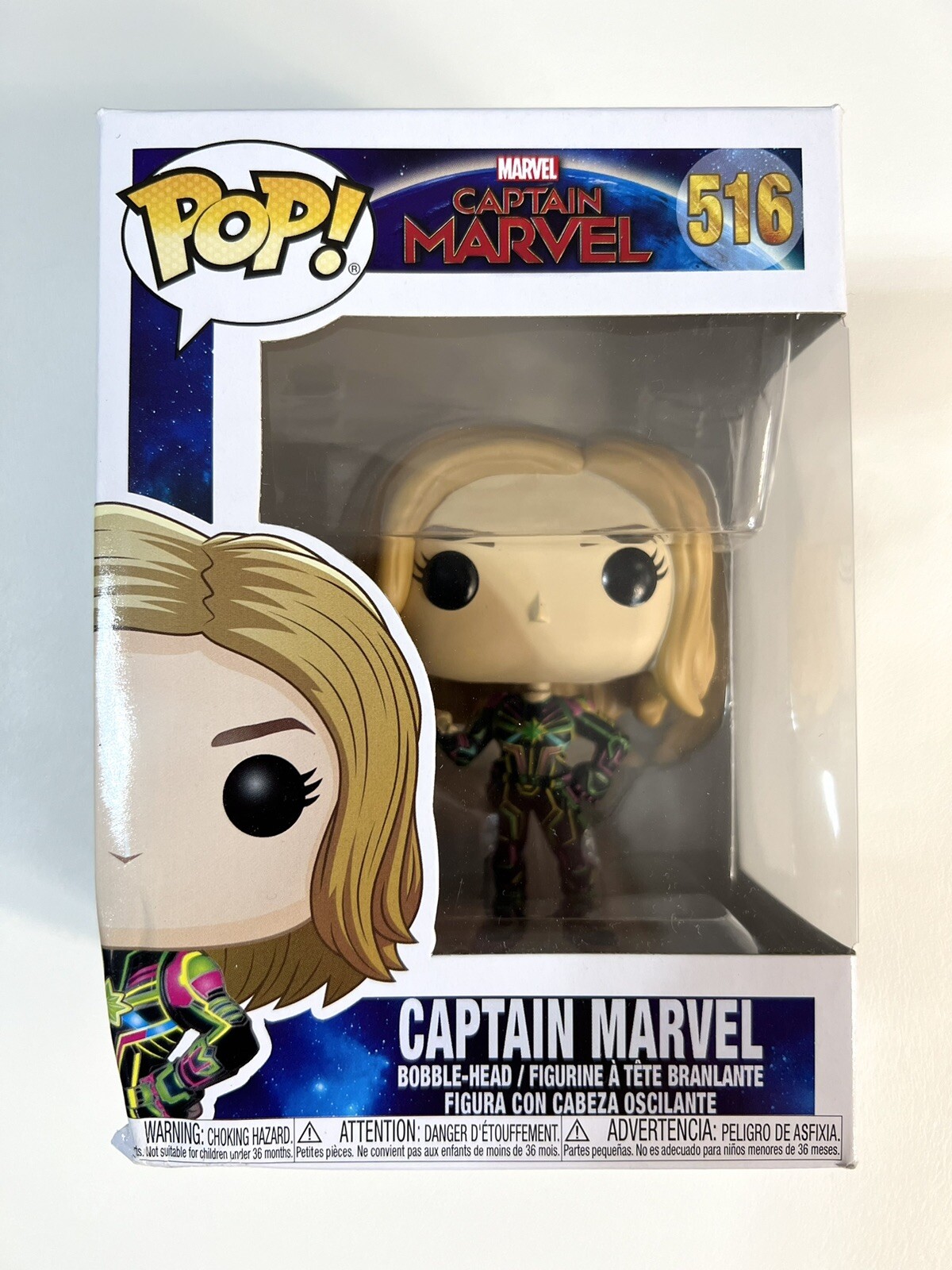 Funko Pop! Captain Marvel Neon #516 - Damaged Box | eBay