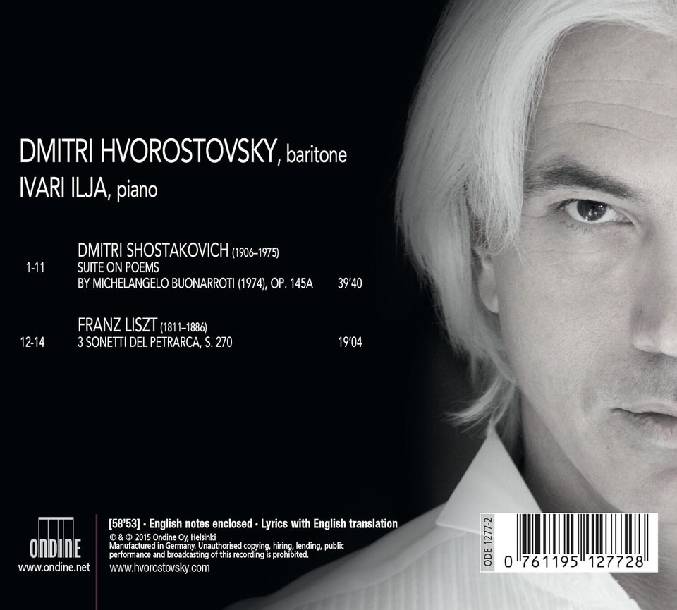 DMITRI HVOROSTOVSKY Shostakovich Suite on Poems by Michelangelo Ondine ...