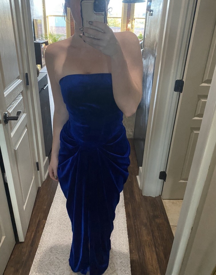 Rosario Couture Evening Gown Dupe - Electric Blue Velvet Dress | eBay