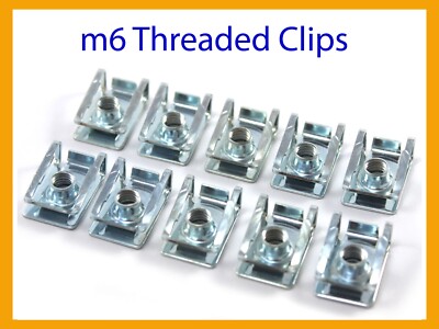 10x m6 Threaded Metal Clips Fairing Panel Slide On Captive U Nut ...