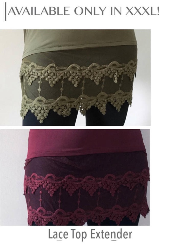 Plus Size LACE TOP EXTENDER,LACE SHIRT EXTENDER, LACE TANK EXTENDER ...
