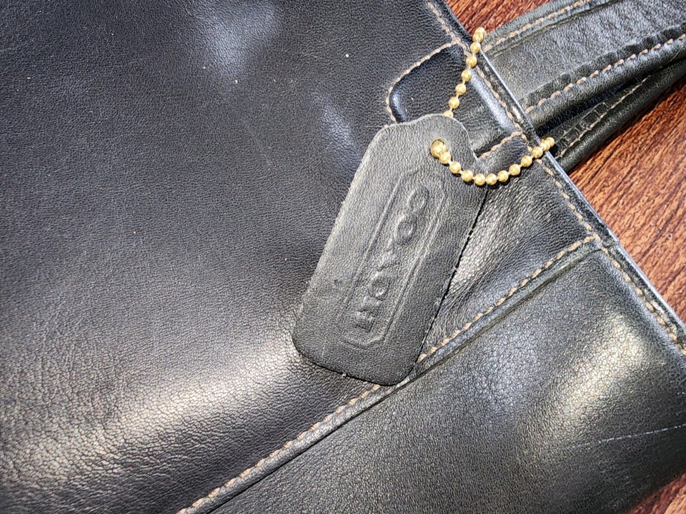 VINTAGE COACH NO. A0P-9305 LEATHER BLACK BLEKER SHOULDER BAG MADE IN ...