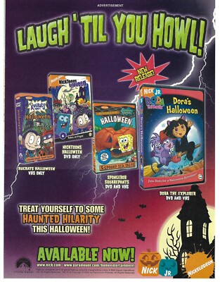 2003 Nickelodeon Halloween Cartoons VHS DVD Vintage Magazine Print Ad ...