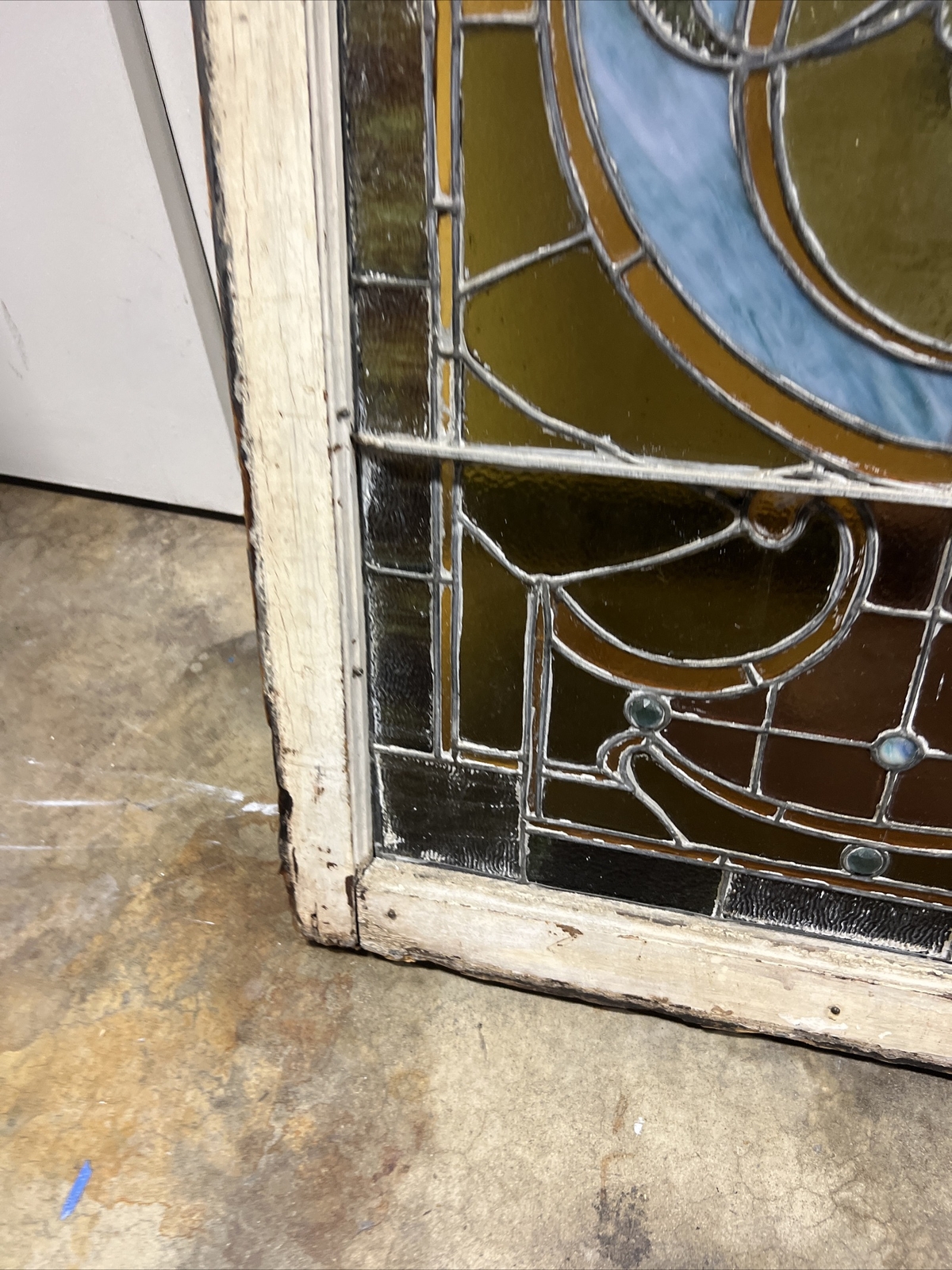 Huge Vintage Hanging Stained Window Panel Colors Church Glass Large Old ...