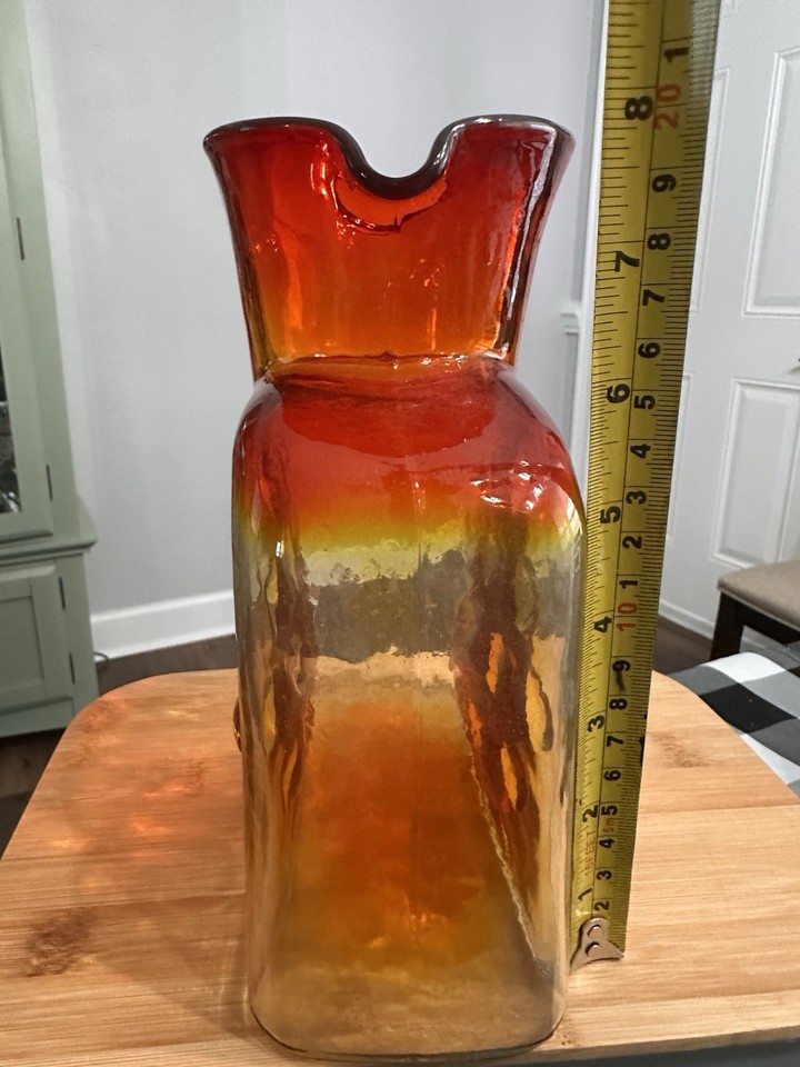 Vtg Blenko 384 HTF BUMP Howard Johnson Double Spout Water Bottle ...